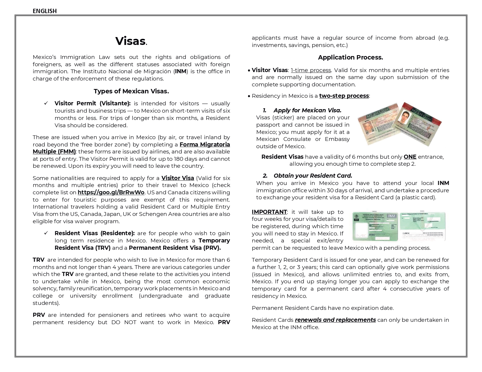Visas para personas extranjeras